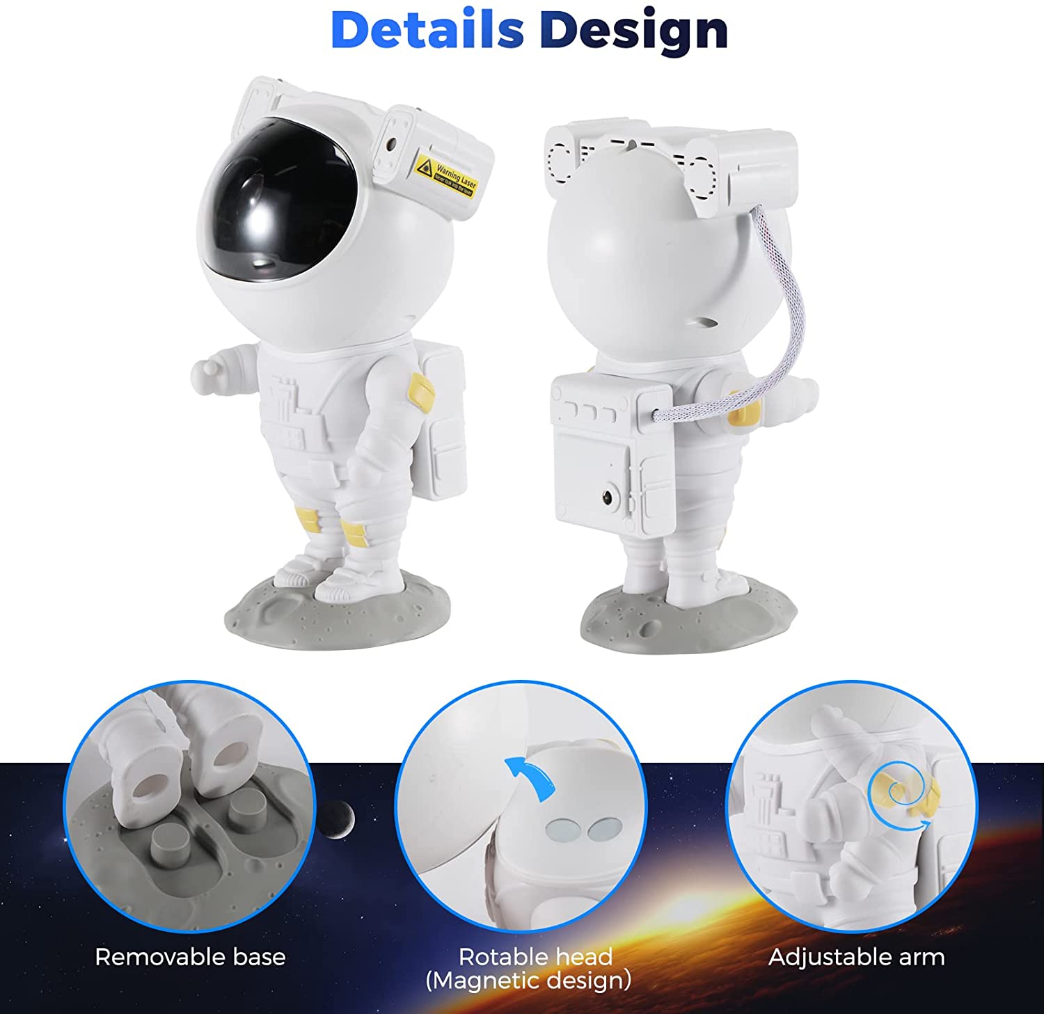 Astronaut Star Galaxy Light Projector Nebula Night Light with Remote ...