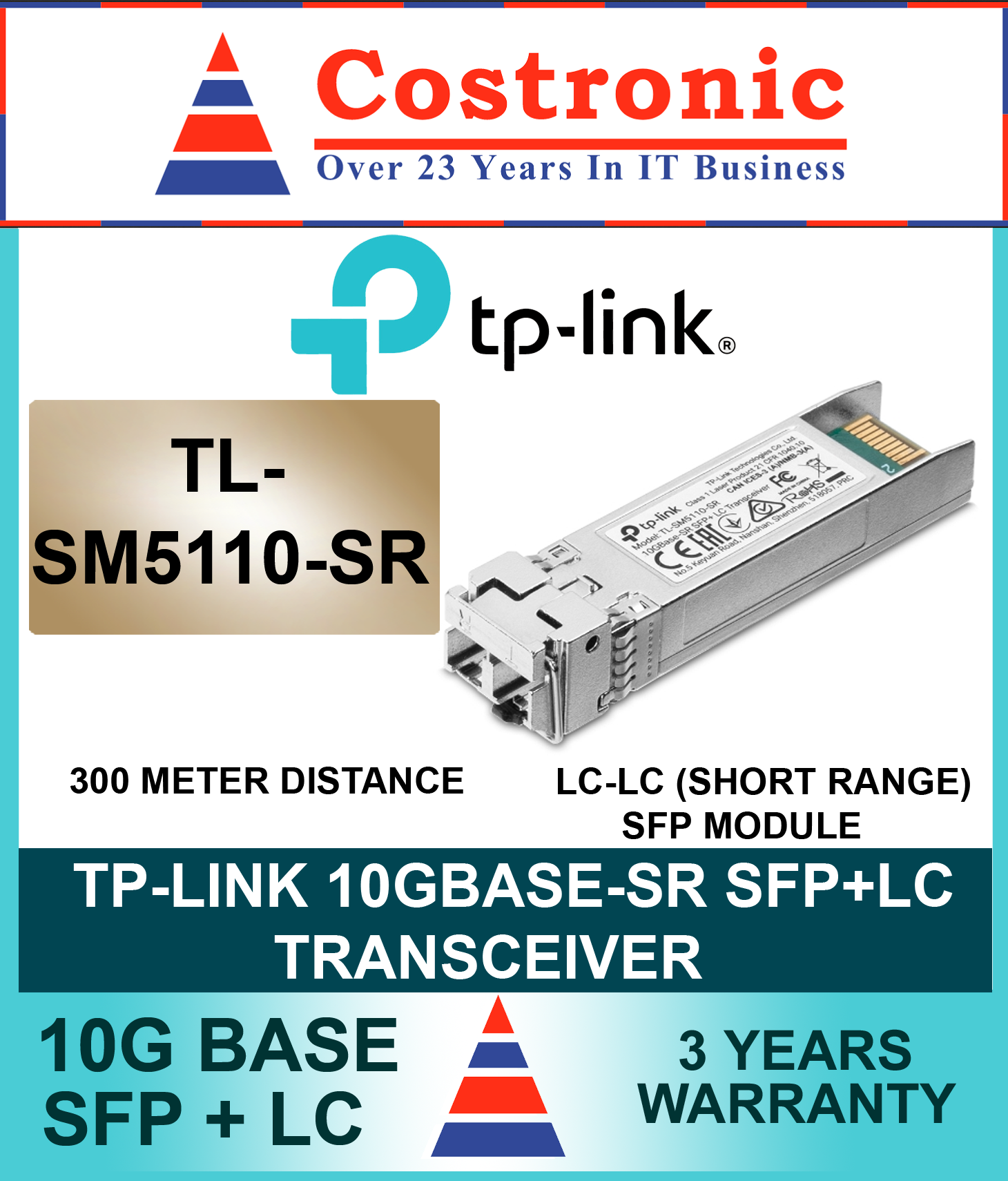 TP-Link Fiber (TL-SM5110-LR / TL-SM5110-SR) 10GBase SFP+ LC Transceiver ...