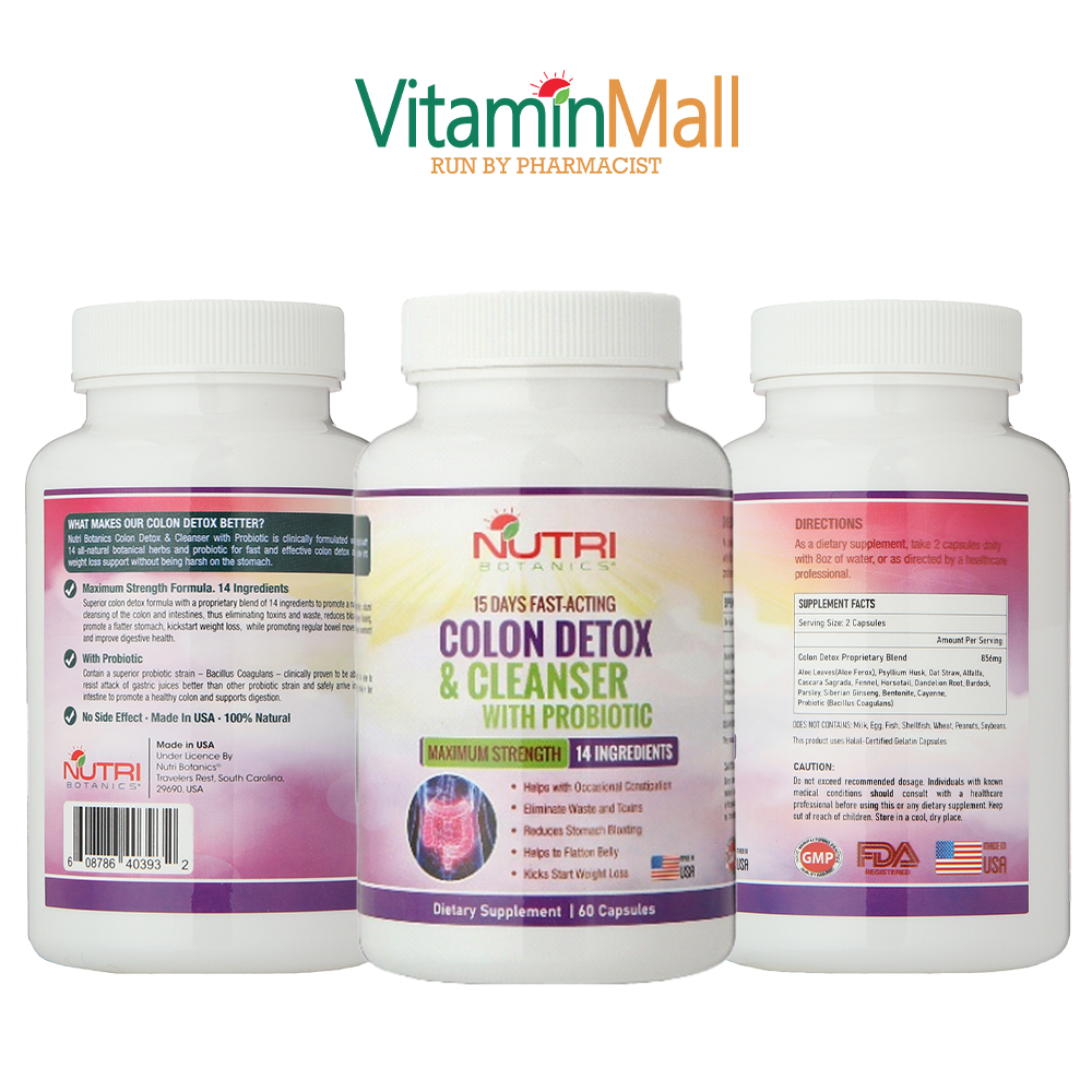 Nutri Botanics Colon Detox Constipation Relief Bloating Supplement ...