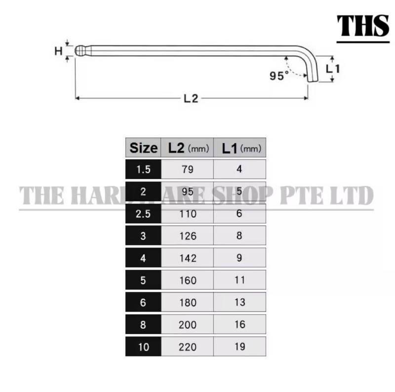 EIGHT TTS-7 TTS-9 Stubby Short Arm Long Length Taper Head Ball Point ...