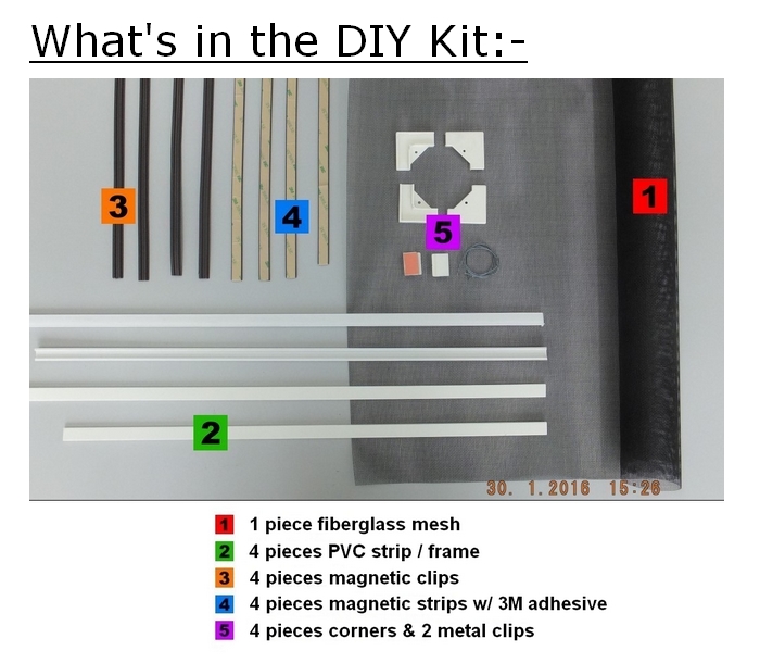 DIY Magnetic Mosquito Net / Insect Screen Kit (Flyscreen) White Grey ...