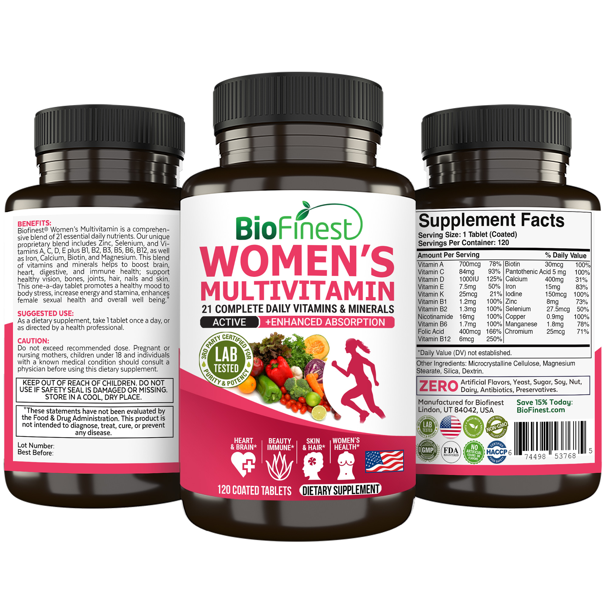 Biofinest Men’s Multivitamin Multimineral Supplement Vitamins A B C E D ...