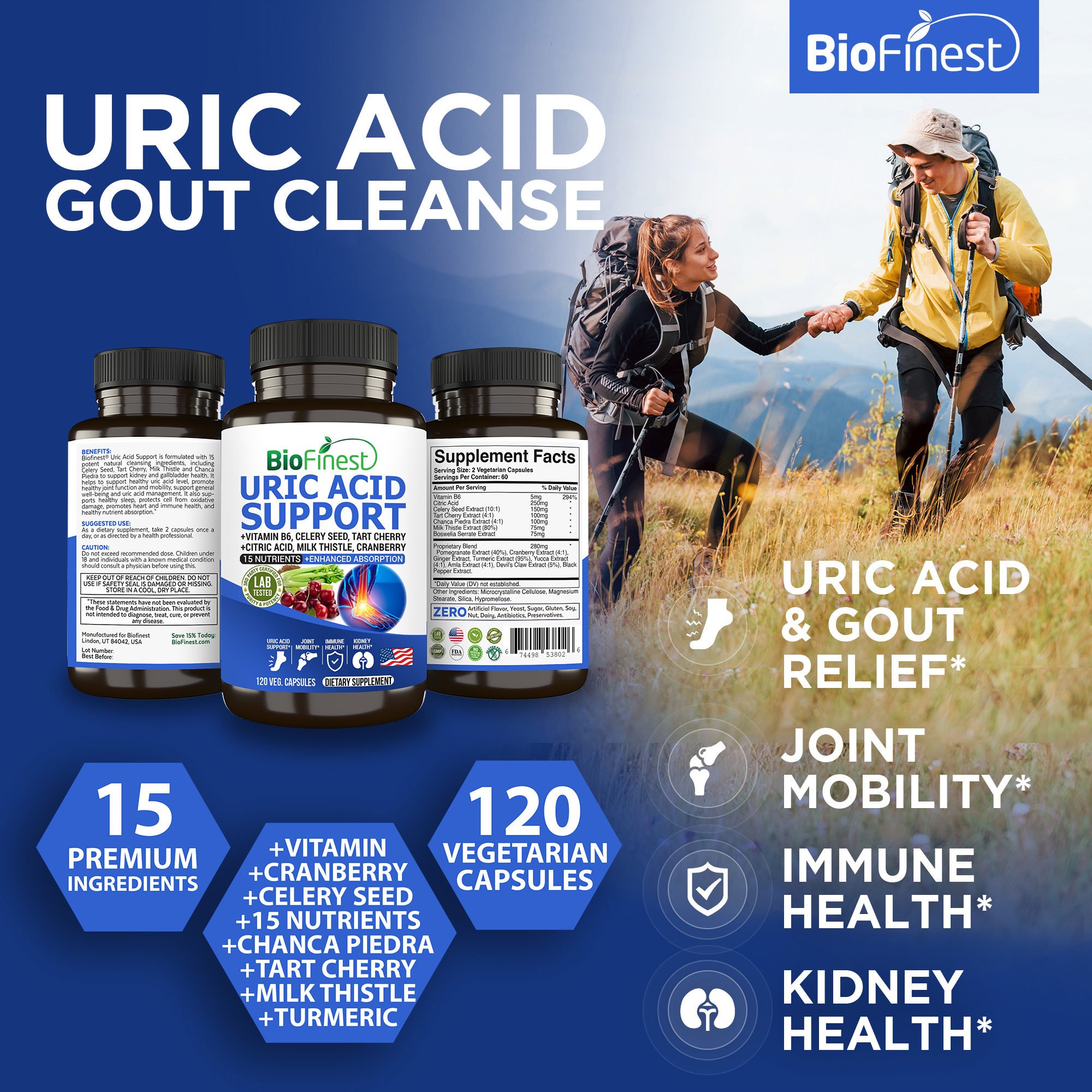 Biofinest Uric Acid Support Gout Cleanse Supplement -Celery Seed Tart ...