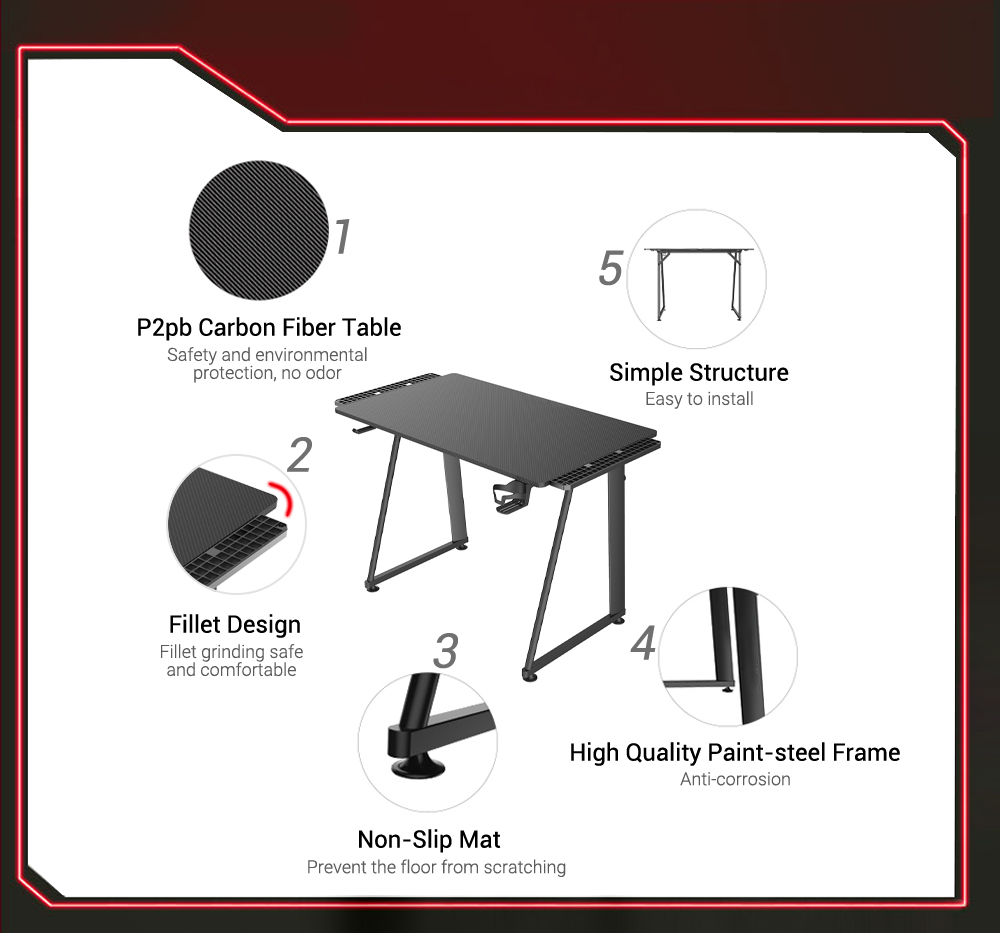 AEGIS BFORCE Ergonomic Computer Gaming Desk, Extend Panel, Free ...