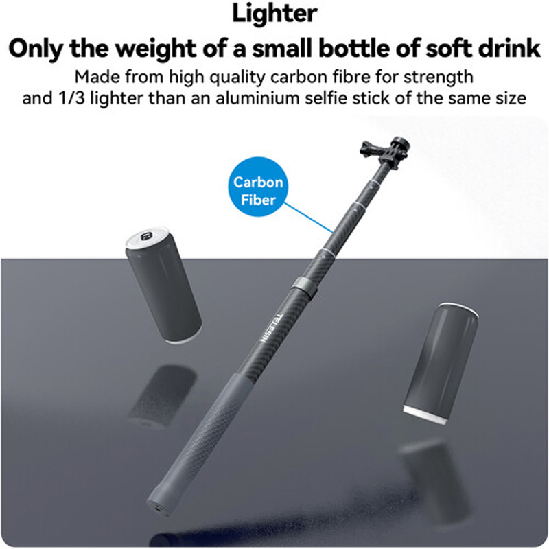 TELESIN G3 300cm 3m Invisible Selfie Stick Pole Carbon Fiber ...