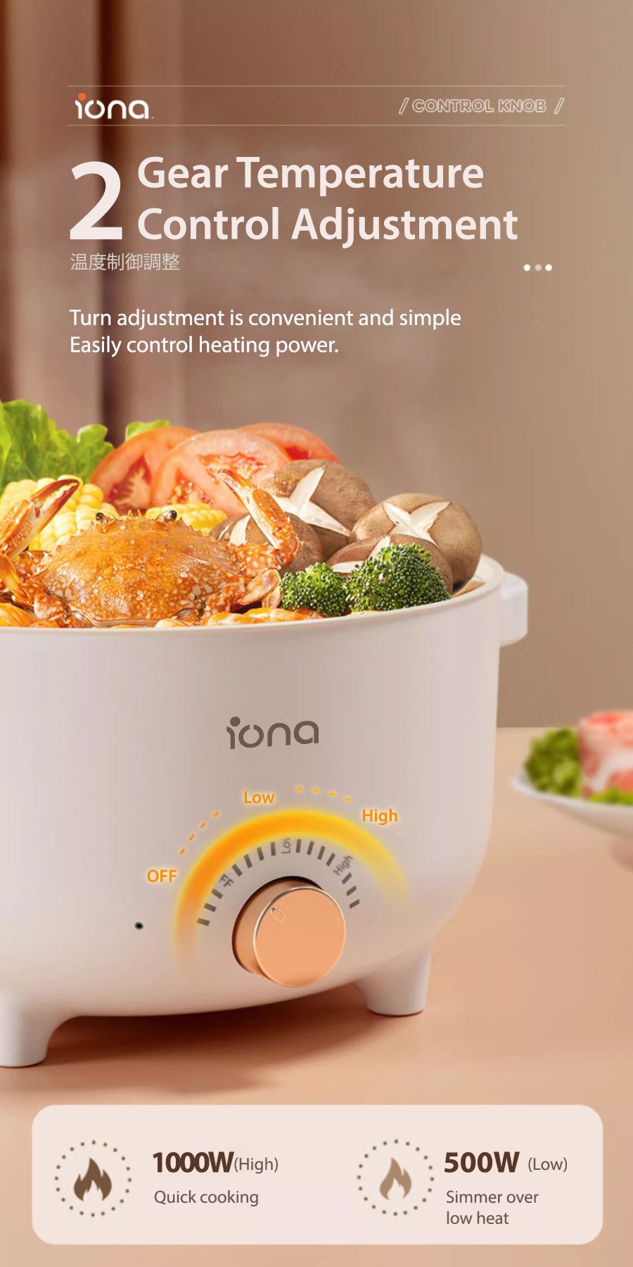IONA 3.0L Electric Multi Cooker With Steamer | Non Stick Ceramic Cooker ...