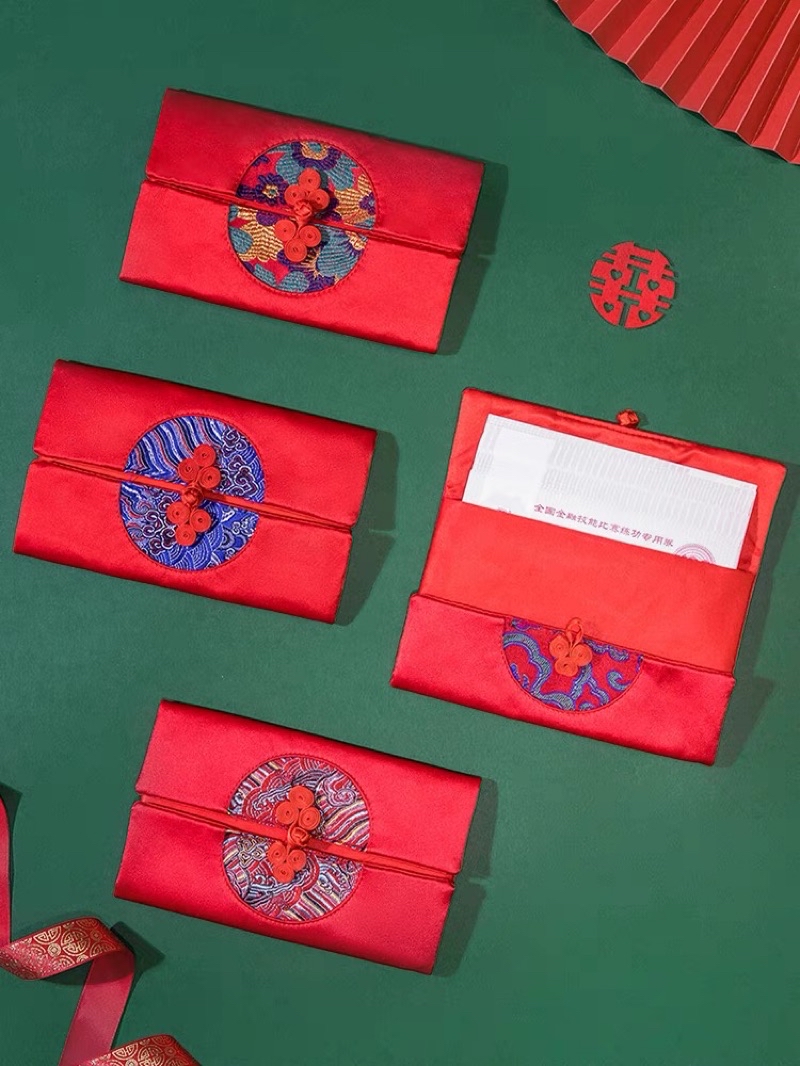 CNY Silk Embroidery Red Packets/Cloth Ang Bao/Silk Red Packets (SG ...