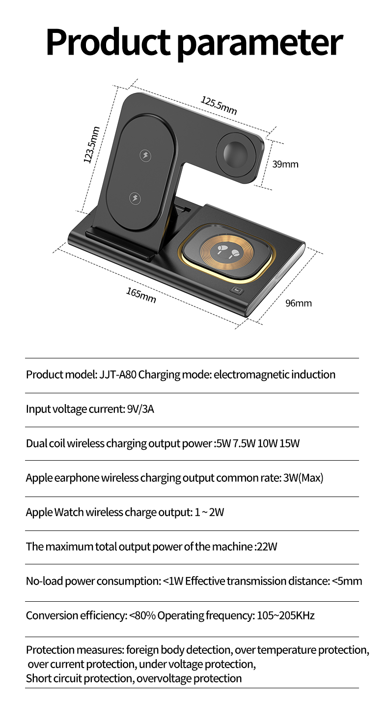3 in 1 Wireless Charger Dock Station Dock Portable Foldable Fast ...