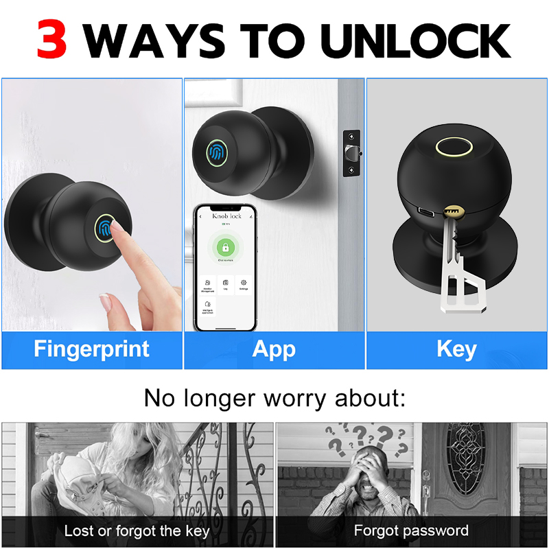 【HM】SG Stock Smart Door Knob Wifi Smart Fingerprint Door Lock Biometric ...