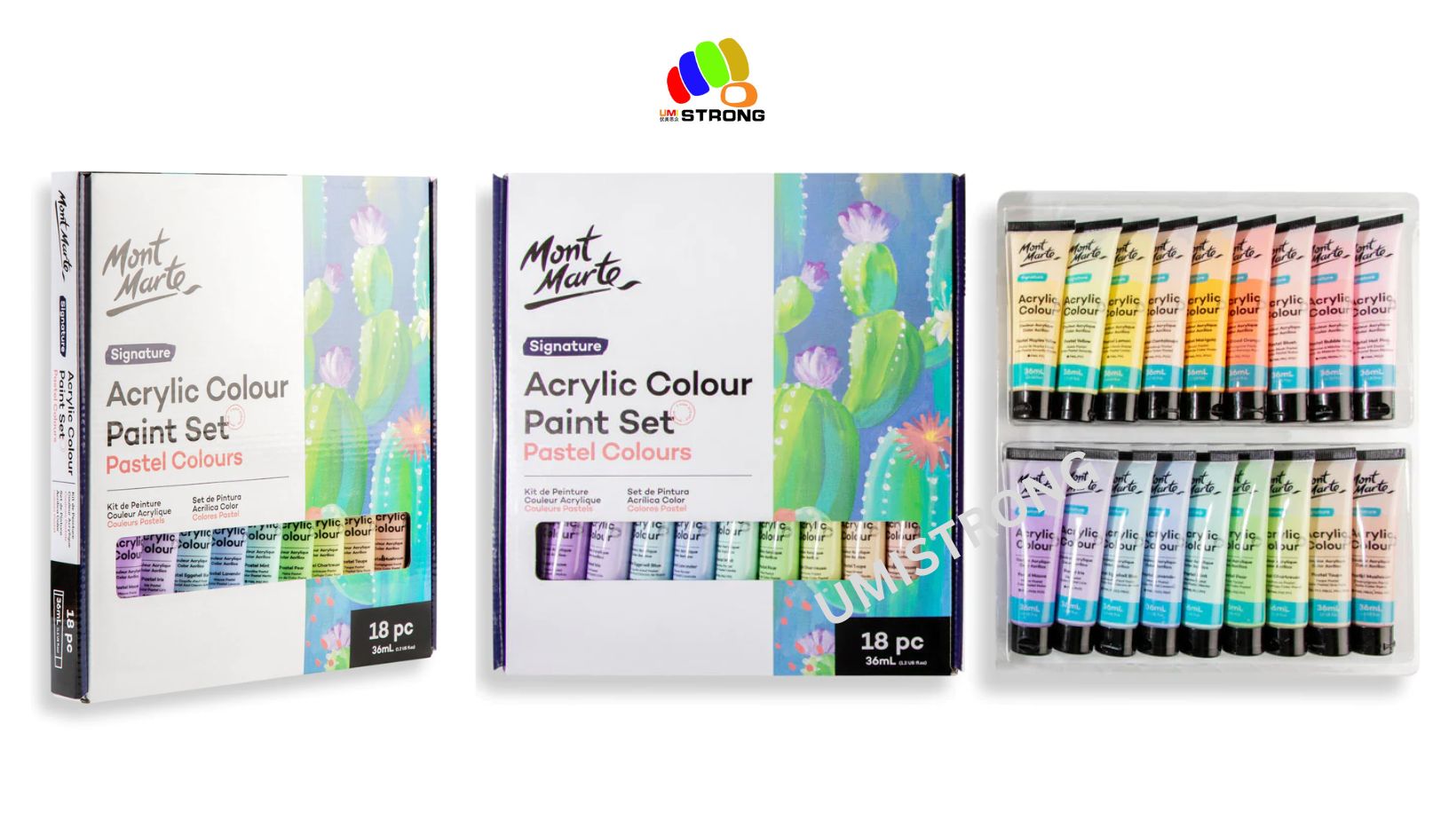 Mont Marte Signature Acrylic Colour Pastel Paint Set 12/18/24/36/48pc x ...