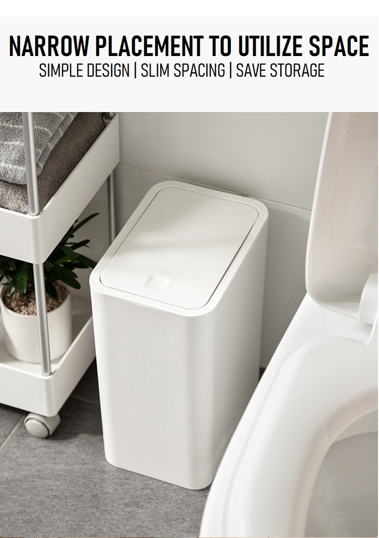 Slim Trash Bin with Lid Press to Open Dustbin Rubbish Bin Recycle Bin ...