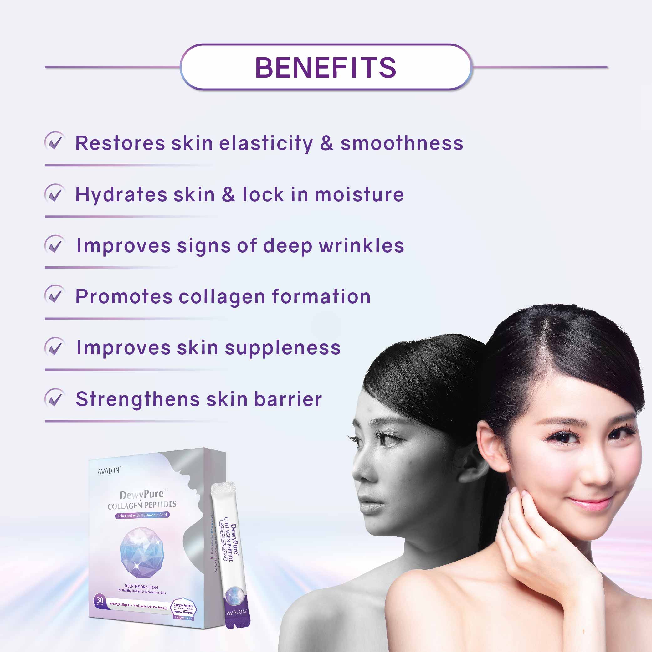 [5 Box] AVALON DewyPure Collagen Peptide Powder Drink 30s | Hydrolyzed ...