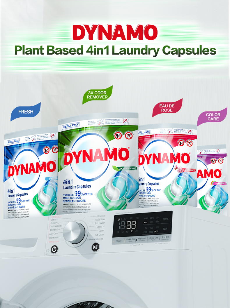 DYNAMO 4in1 Plant Based Laundry Capsules 52 Pods x 3 Tubs | Shopee ...