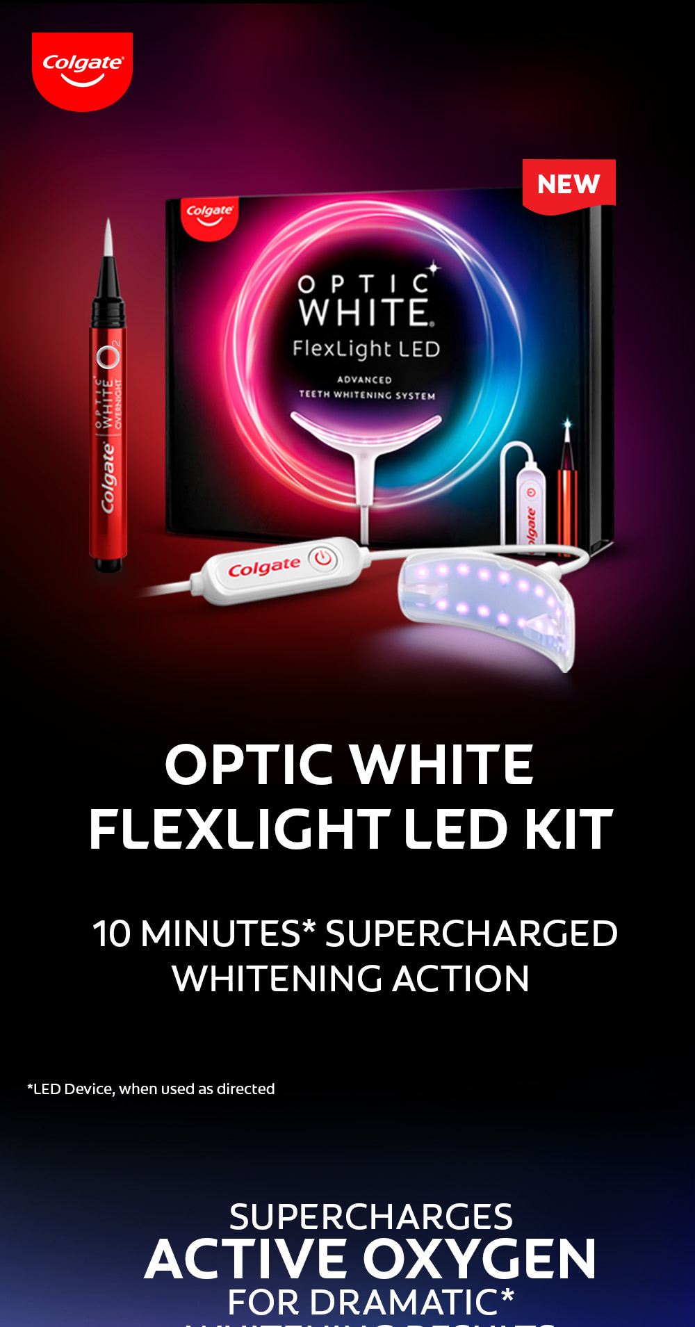 Colgate Optic White FlexLight LED Teeth Whitening Kit +1x Sidersonline ...