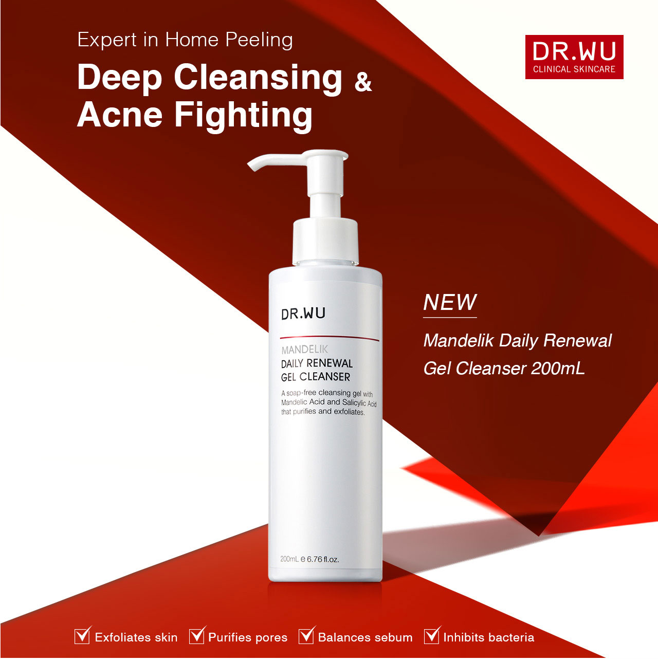 [DR.WU] Mandelik Daily Renewal Gel Cleanser 200ml- Deep Cleaning, Anti ...