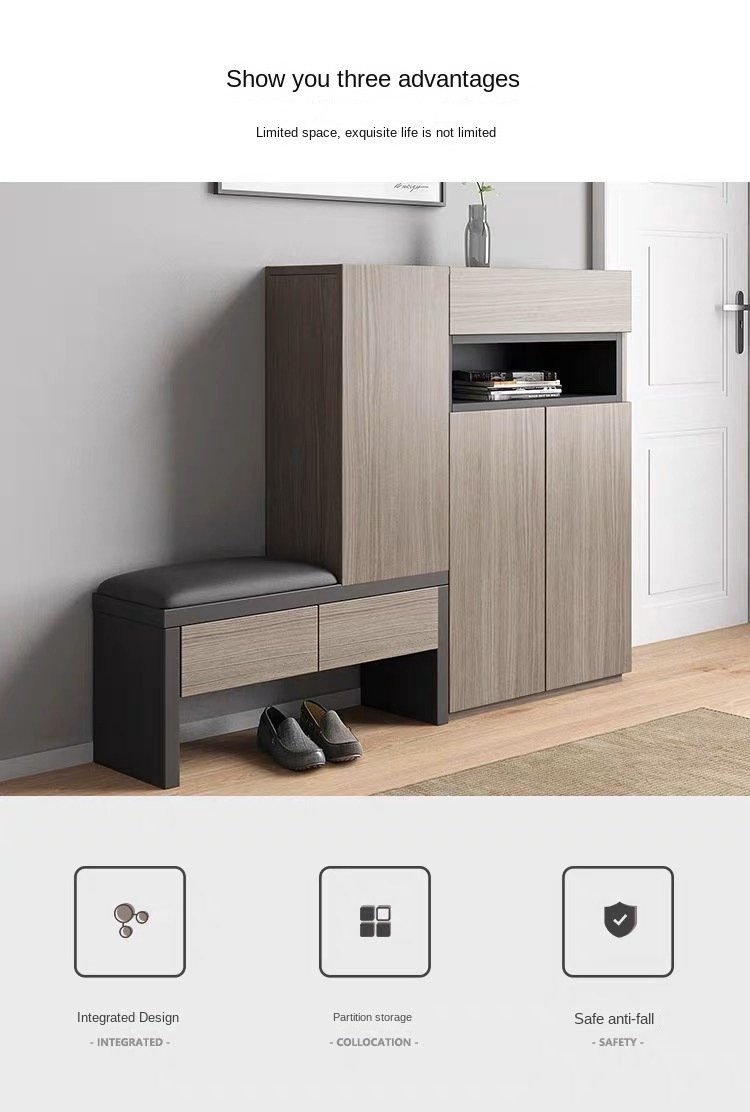 FREE INSTALLATION！Shoe cabinet home door porch cabinet with stool ...