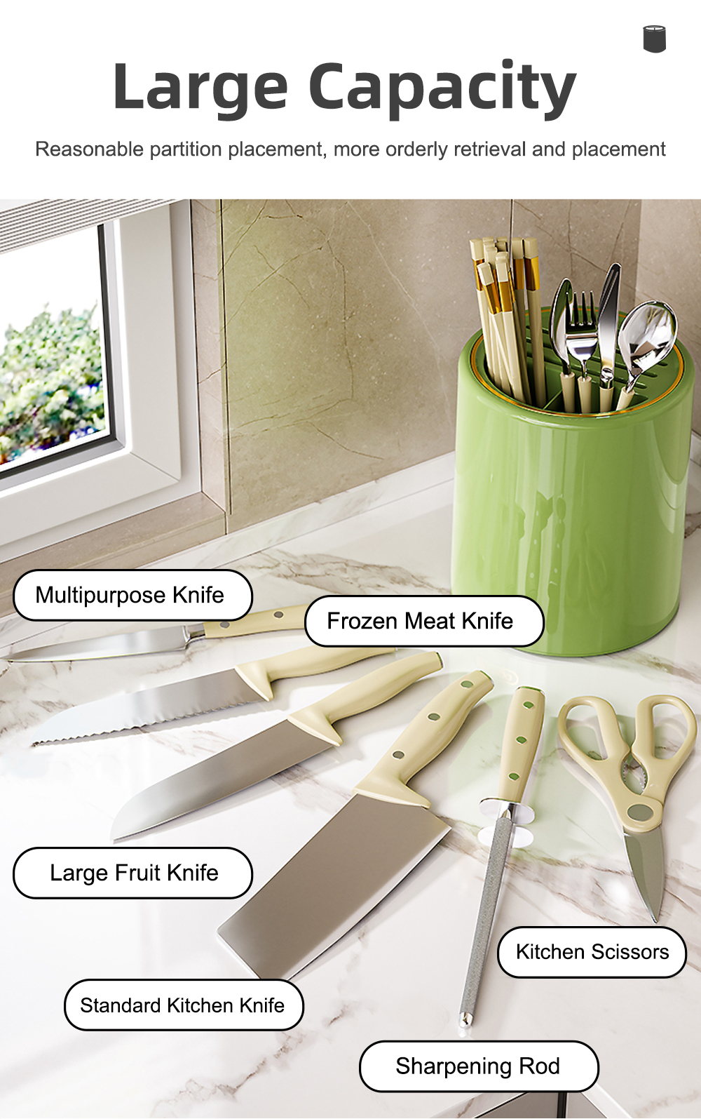 Rotating Knife Rack 360° Rotating Kitchen Utensils And Cutlery ...
