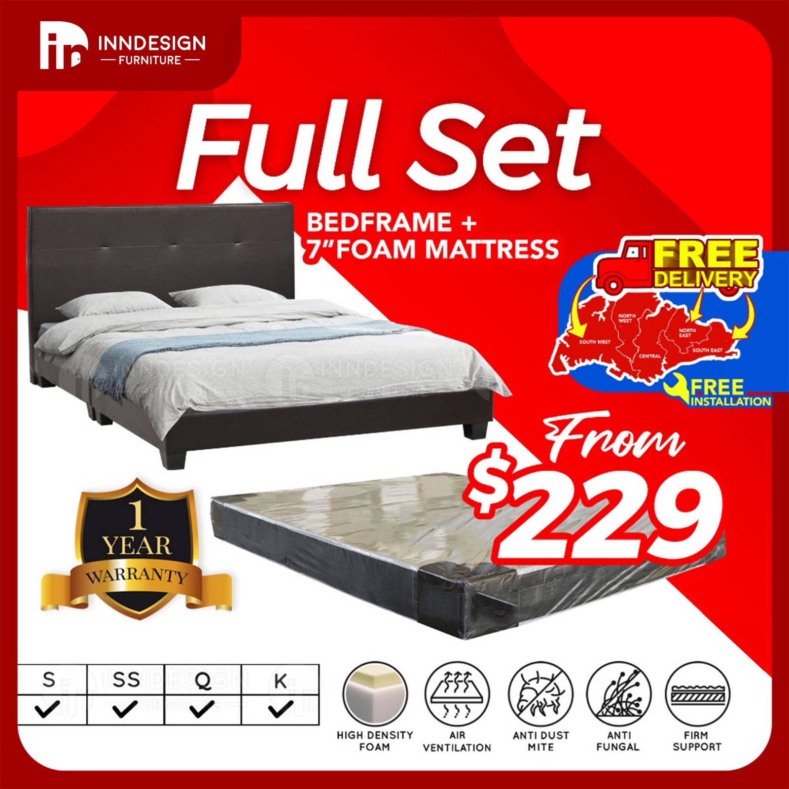 🔥FROM $99🔥DELIVER 3-5 DAY🔥NEW Bed Frame with Mattress Package (Free ...