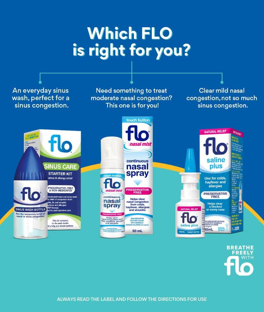 12/20/50/100 FLO Sinus Care CRS Refill Sachets Nasal Saline Plus Spray ...