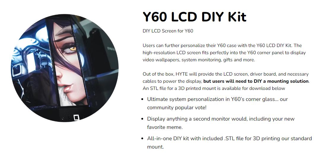 HYTE Y40 Y60 Y70 TOUCH INFINITE LCD KIT TEMPERED GLASS CHAMBER DESIGN ...