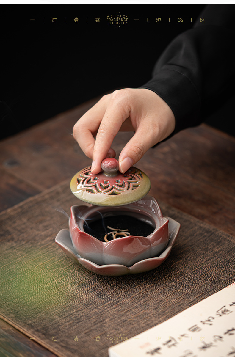 Exquisite Hand-made Ceramic Bloomed Lotus (莲花盘) Incense Burner / Holder ...