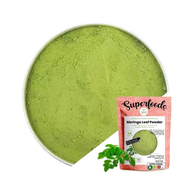 Bundle Deal: Nature's Superfoods Organic Raw Moringa Leaf Powder 100g Pack x 2 l Natural ...