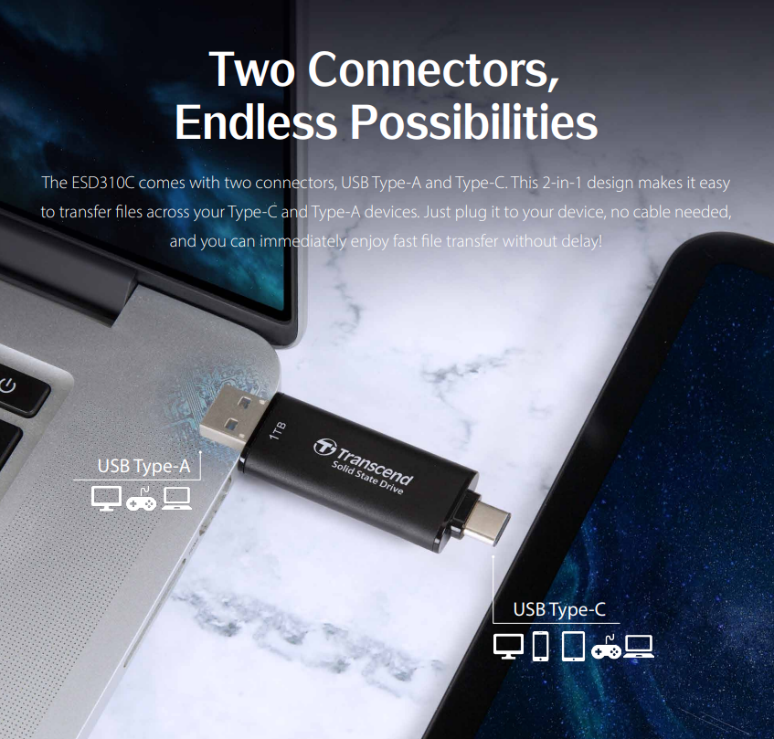 Transcend ESD310S Portable SSD -Silver (512GB/1TB/2TB) | Shopee Singapore