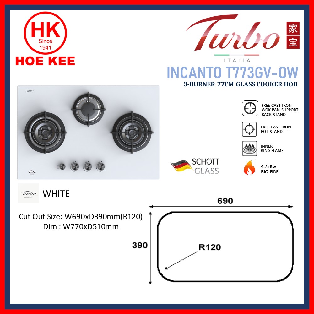 (BUNDLE) TURBO T773GV-BK/MS/OW GLASS HOB + TURBO INCANTO TAE910SS/BK 90CM CHIMNEY HOOD | Shopee ...