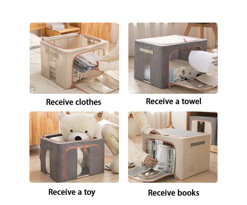 【READY STOCK】Thickened cotton and linen clothing storage box Large ...