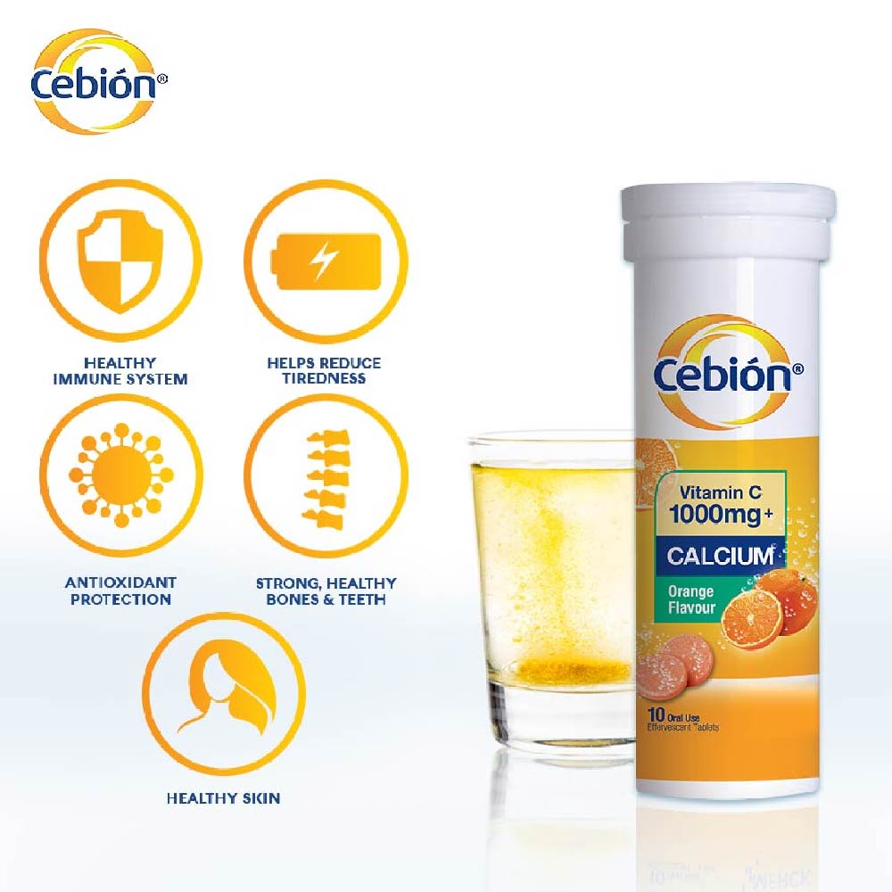 CEBION Vitamin C With Calcium Effervescent Tablets Orange Flavour 40s ...