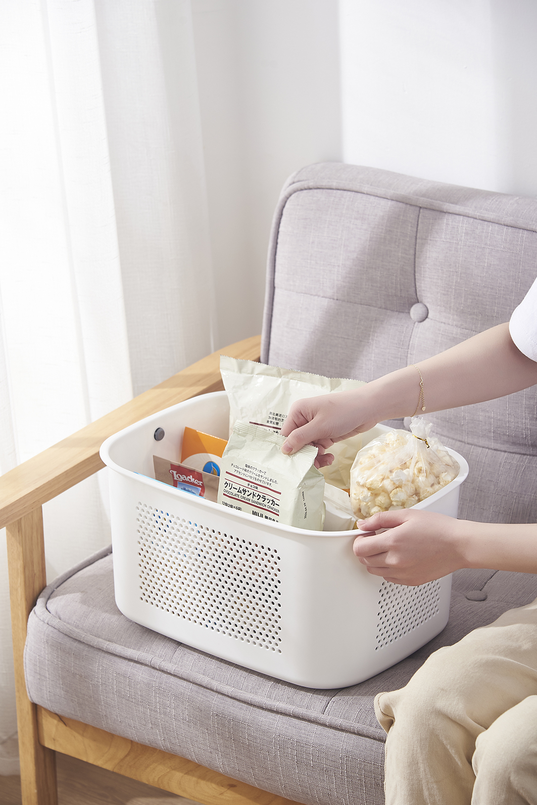 Japanese Style Laundry Basket With Small Inner Basket Hamper Sundries ...