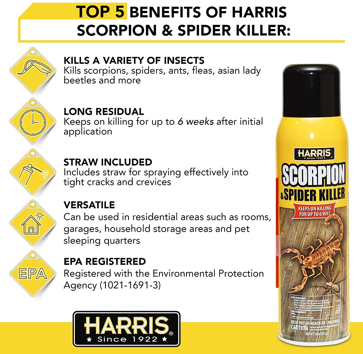 Harris Scorpion and Spider & Multiple Insect Killer / Insecticide 16oz ...