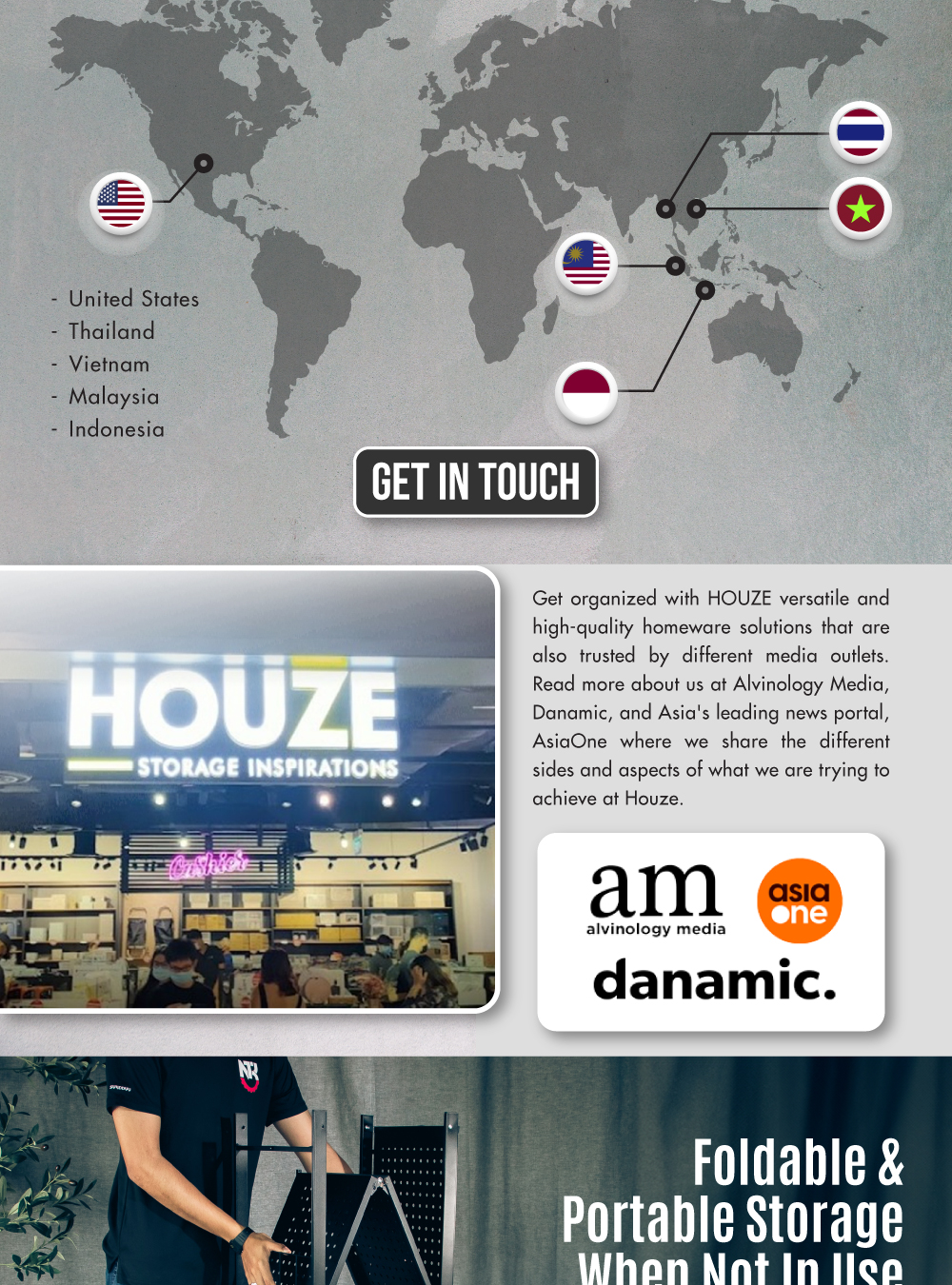 [HOUZE] 3|4|5 Tier Foldable Crossline Storage Shelf (L: 72cm W:34cm ...