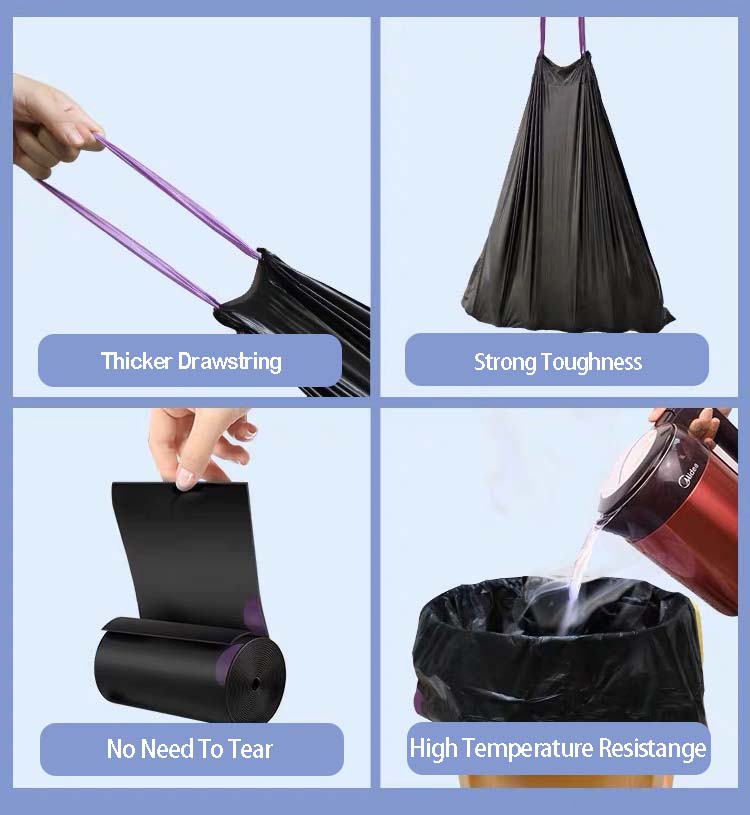 🇸🇬Kizyo Thickened Trash Bag Drawstring Garbage Bag Rubbish Bag Kitchen ...