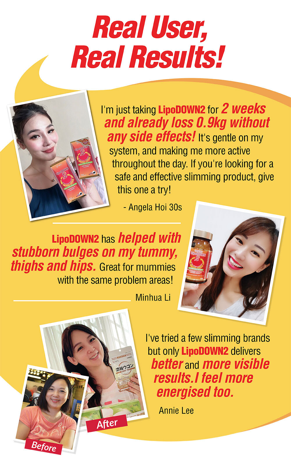 [3 Boxes] AFC LipoDOWN 2 Weight Loss Slimming Natural Calorie & Fat ...