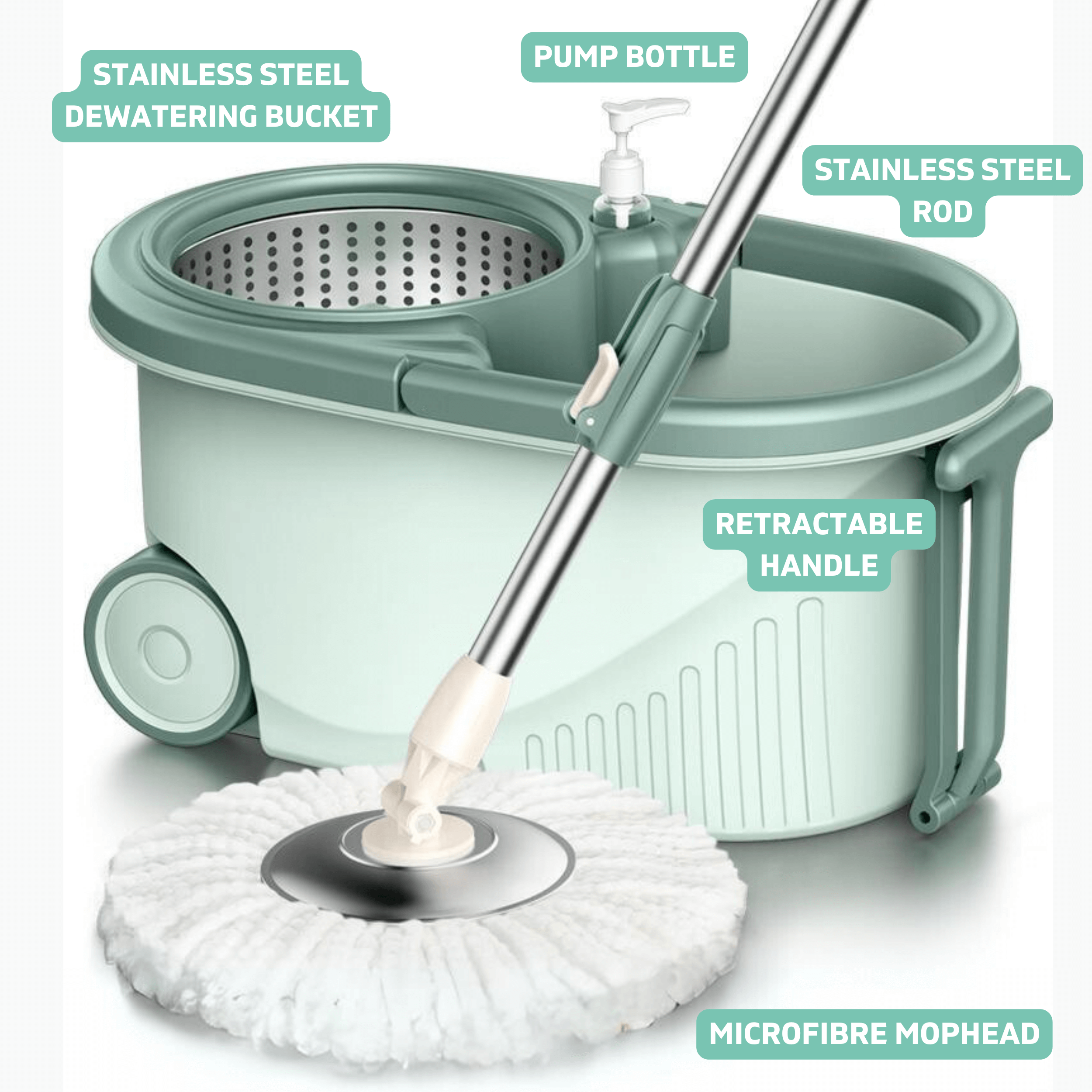 🇸🇬【SG Seller】Spin Mop Bucket Set with Rotating head / Home Cleaning ...