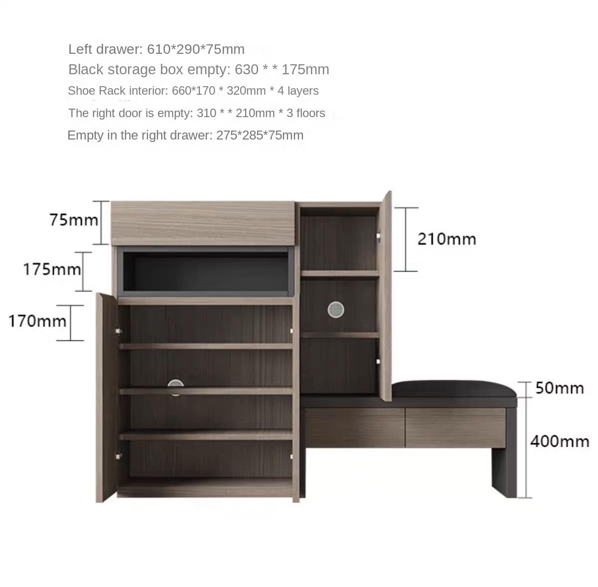 FREE INSTALLATION！Shoe cabinet home door porch cabinet with stool ...