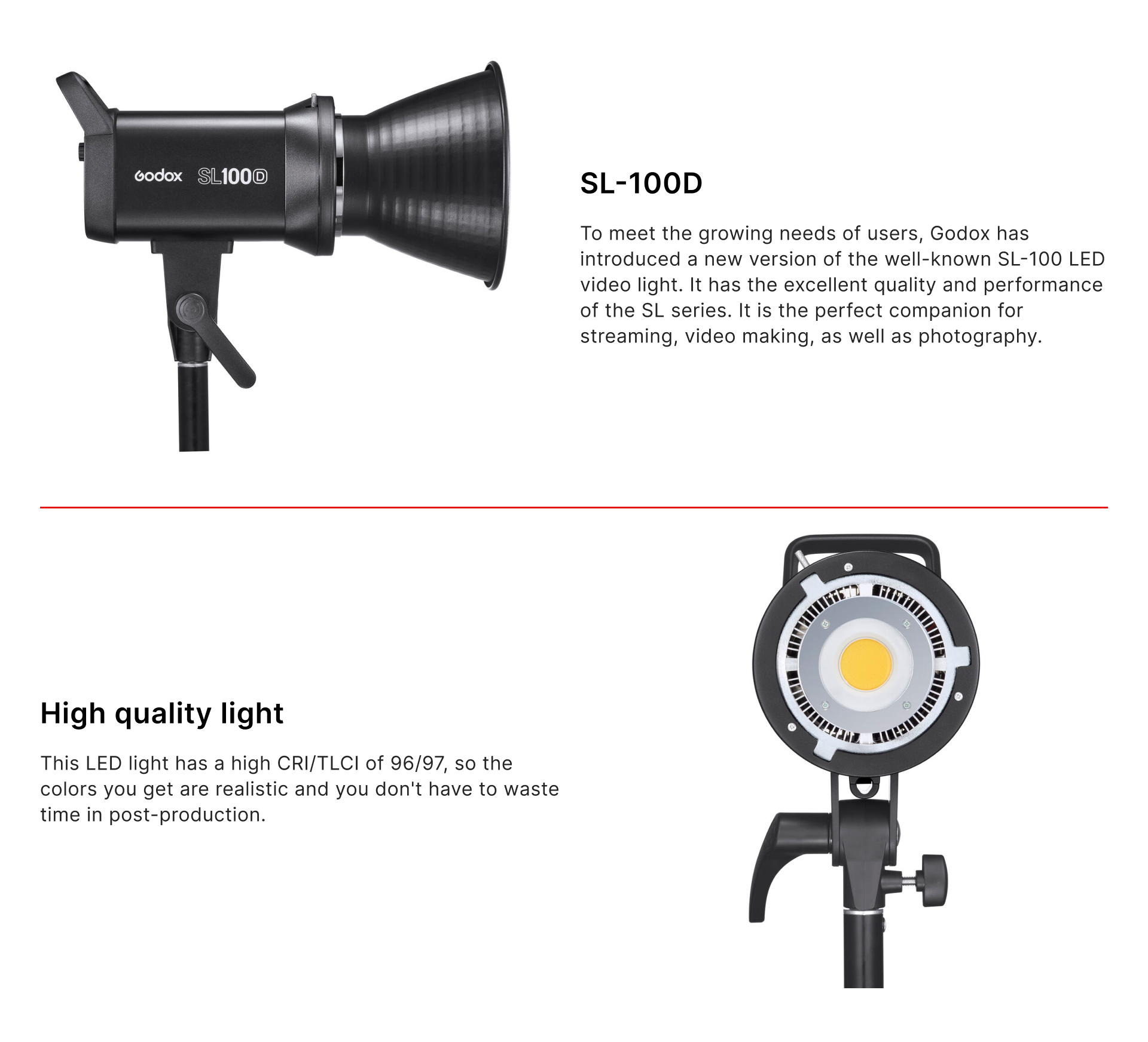 Godox SL100D III Daylight 100W Video LED Light Bowen Mount Studio LED ...