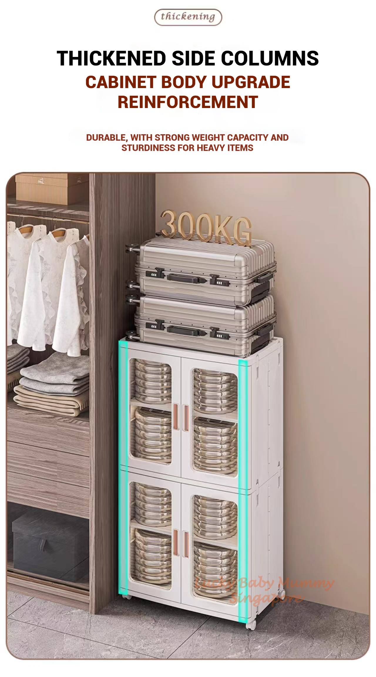 Stackable Multilayer Storage Cabinet with Wheels/Foldable Partitioned ...