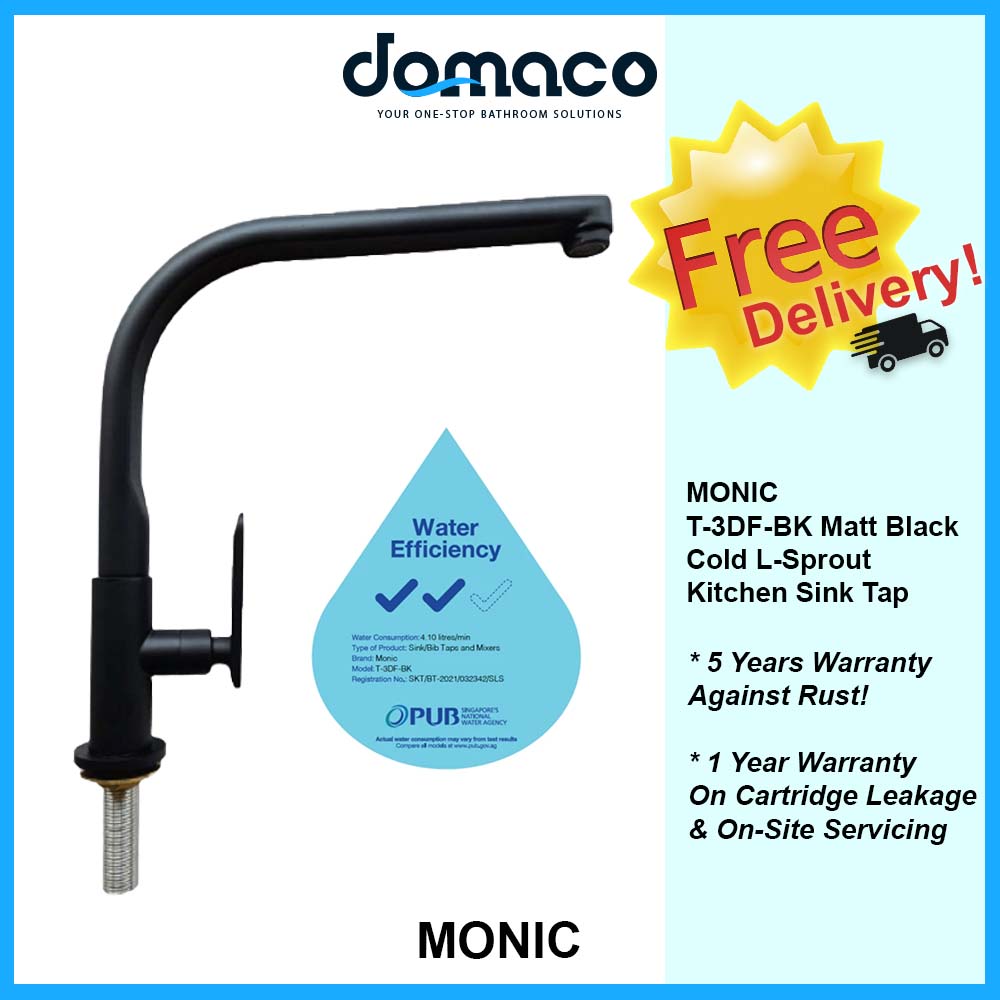 Monic T-3DF-BK Cold L-Sprout Kitchen Sink Tap | Shopee Singapore