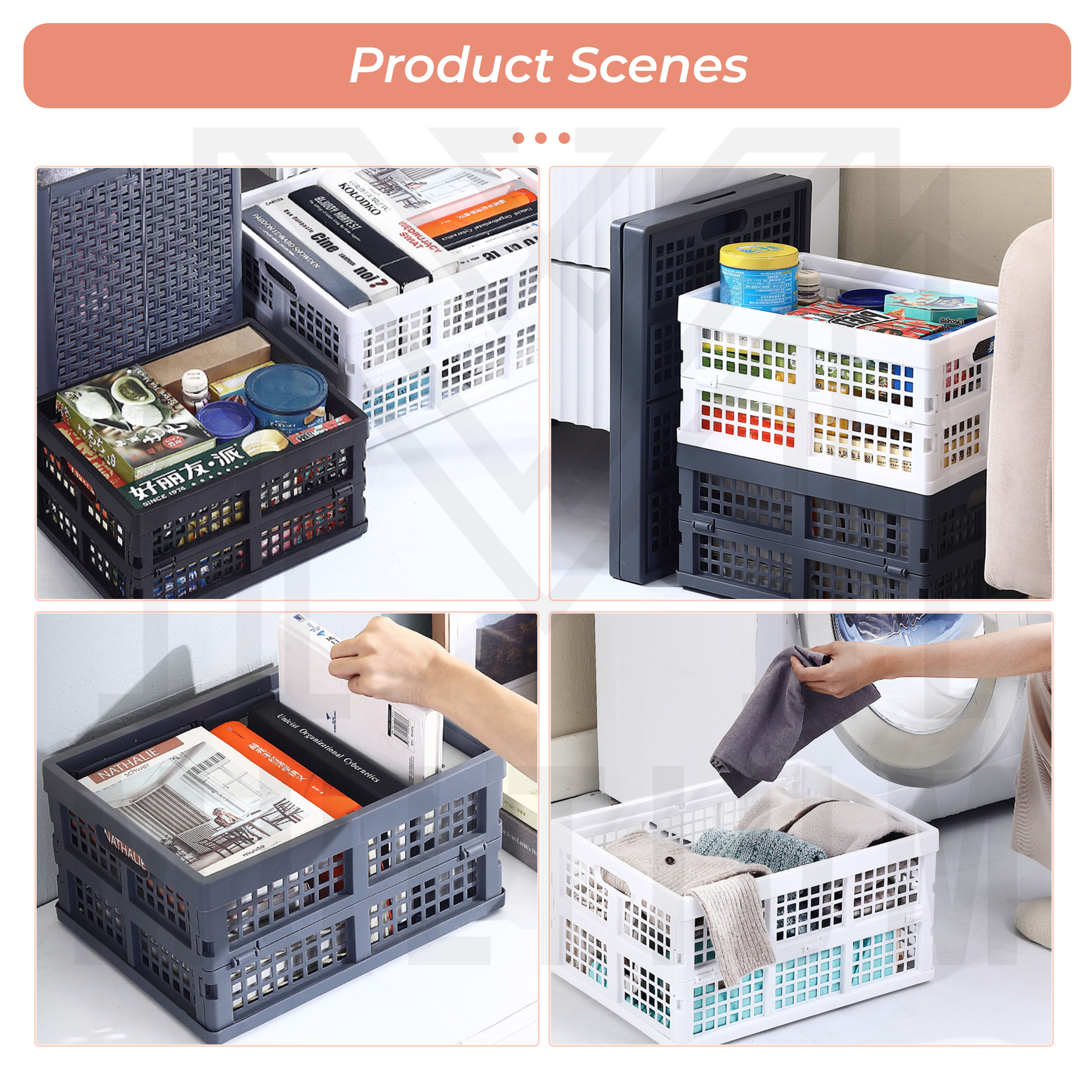 Foldable Storage Basket| Stackable Folding Plastic Crates |Collapsible ...