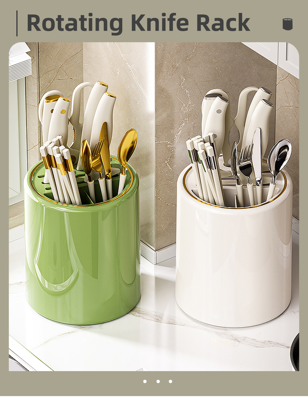 Rotating Knife Rack 360° Rotating Kitchen Utensils And Cutlery ...
