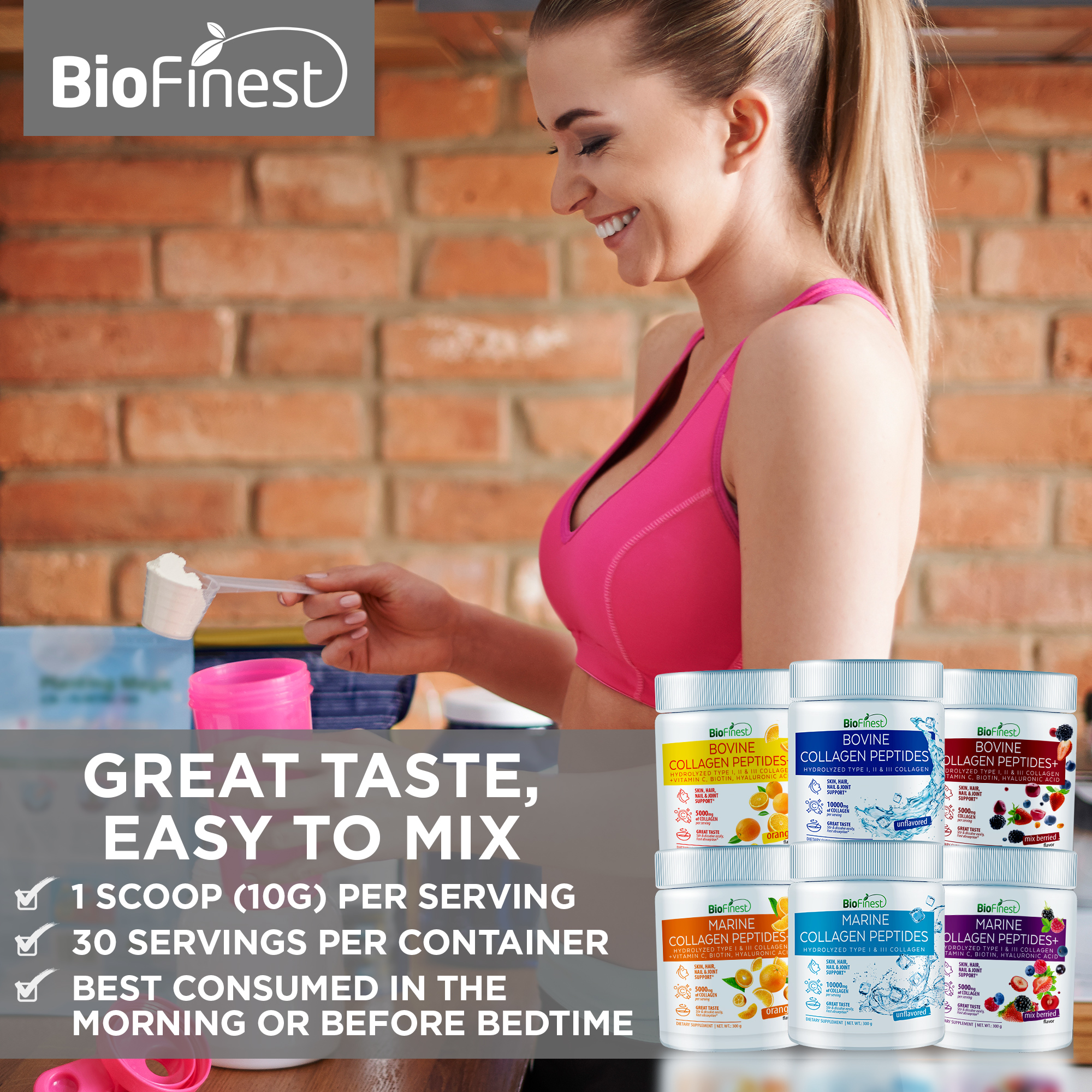 Biofinest Marine Bovine Collagen Peptides Powder 5g/10g -Hyaluronic ...