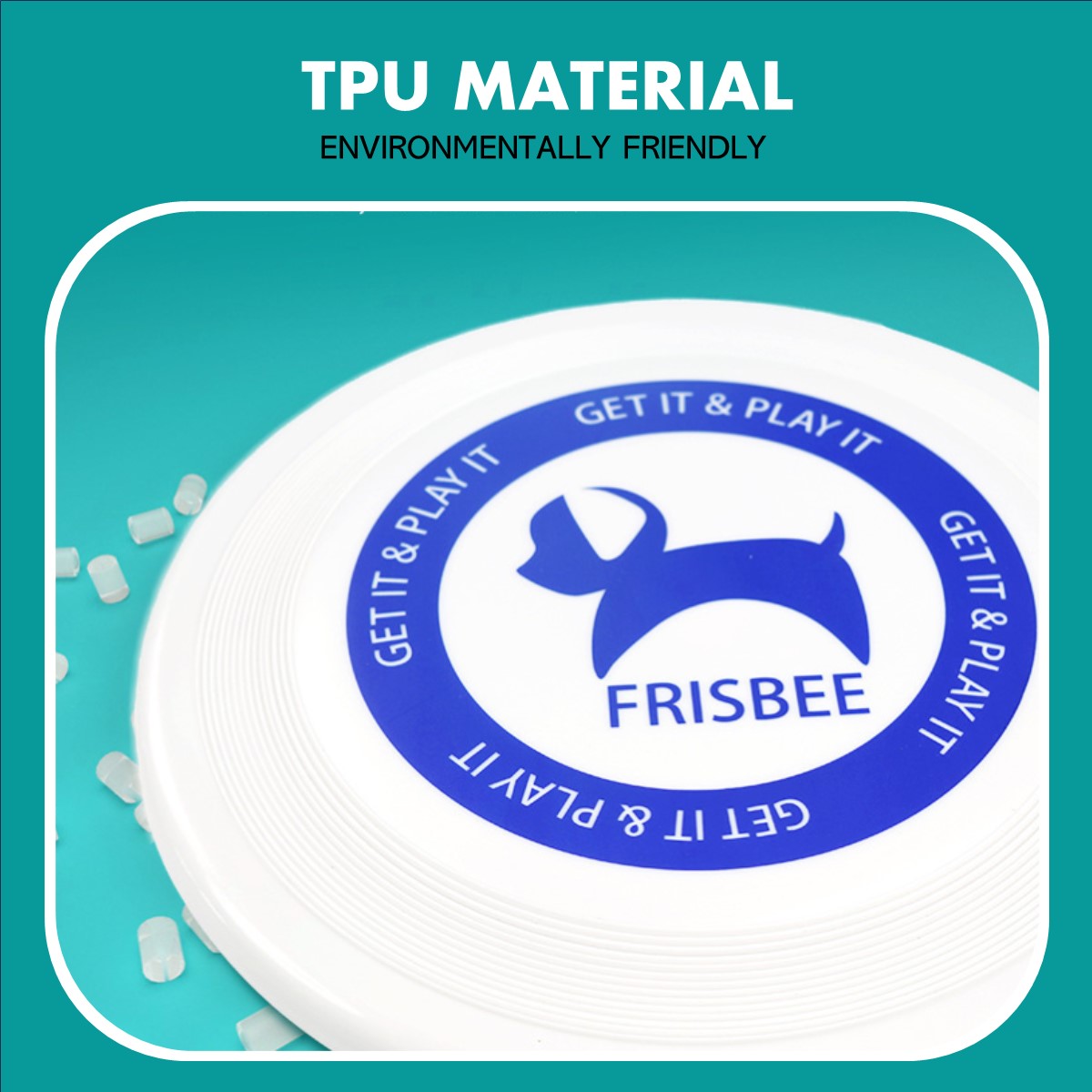 Eetoys Pet Frisbee Throwing Blue White Toy Flying Silicone Disc Bite ...