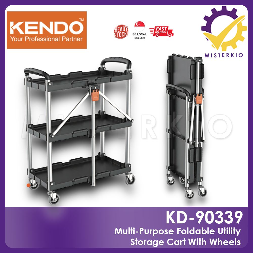KENDO Multi-Purpose Foldable Trolley Cart, Utility Storage Cart With ...