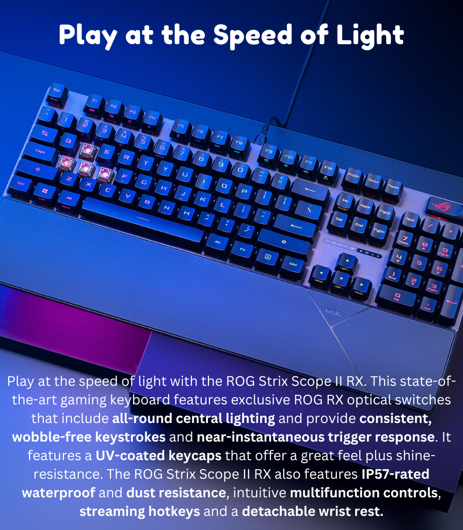 ROG Strix Scope II RX Gaming Keyboard - Prelubed RX RED Optical ...