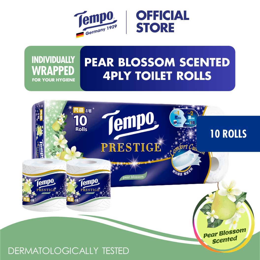 TEMPO 4PLY Tissue Rolls PEAR BLOSSOM SCENTED (10 Rolls) | Shopee Singapore