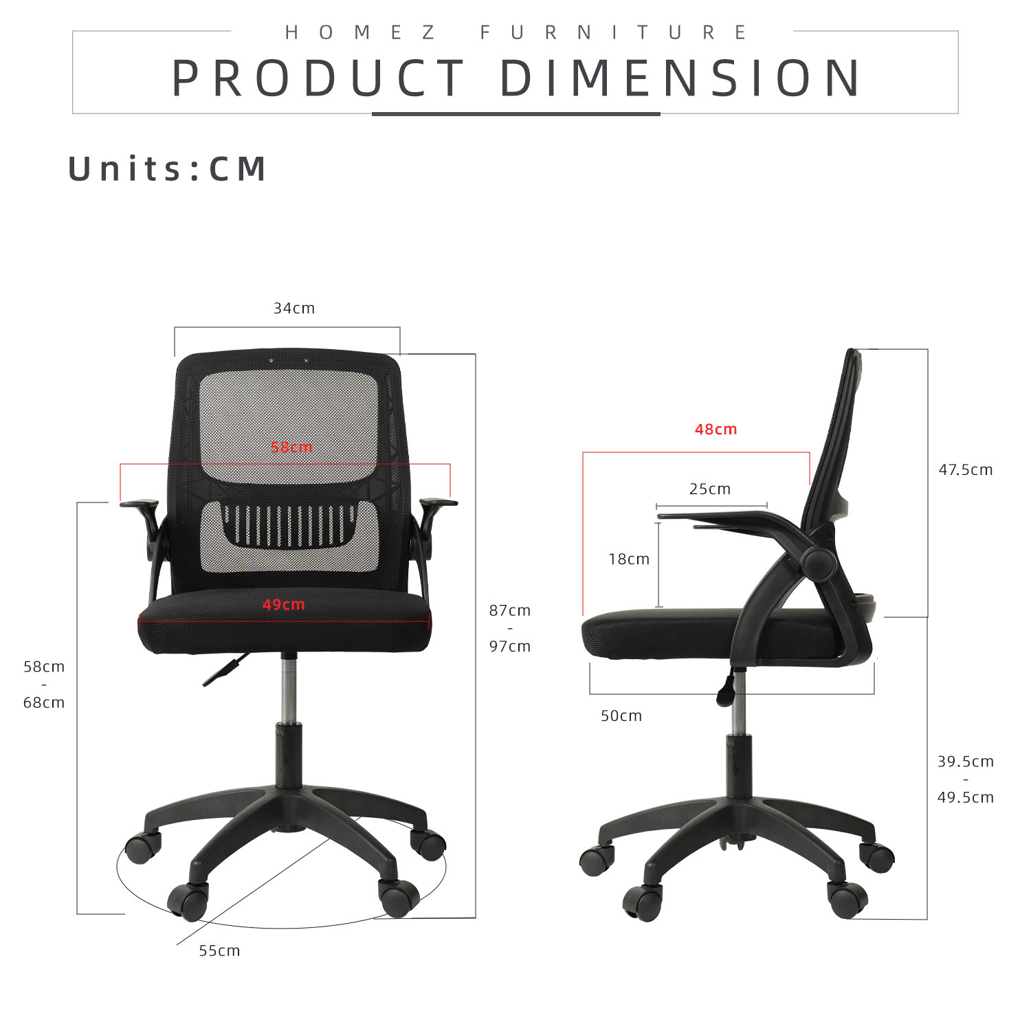 (Self-assembly) Homez Office Chair Ergonomic Chair Executive Mesh High ...