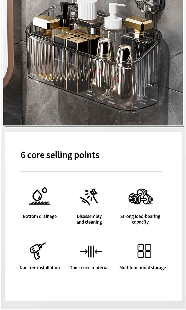 (HOME+) Luxury Bathroom Suction Cup Storage Rack | Shopee Singapore