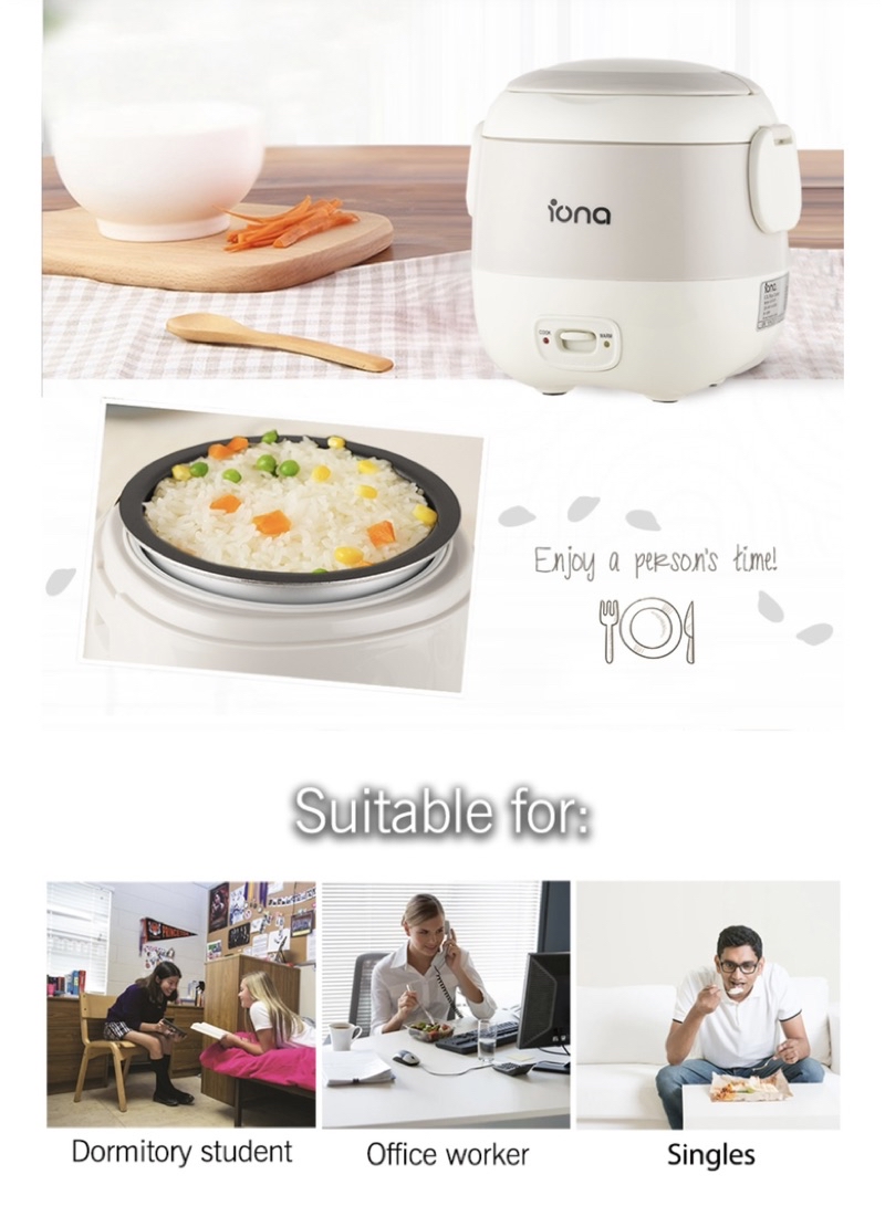 Iona 0.3L Mini Rice Cooker GLRC031 Creme White / Pink | Shopee Singapore